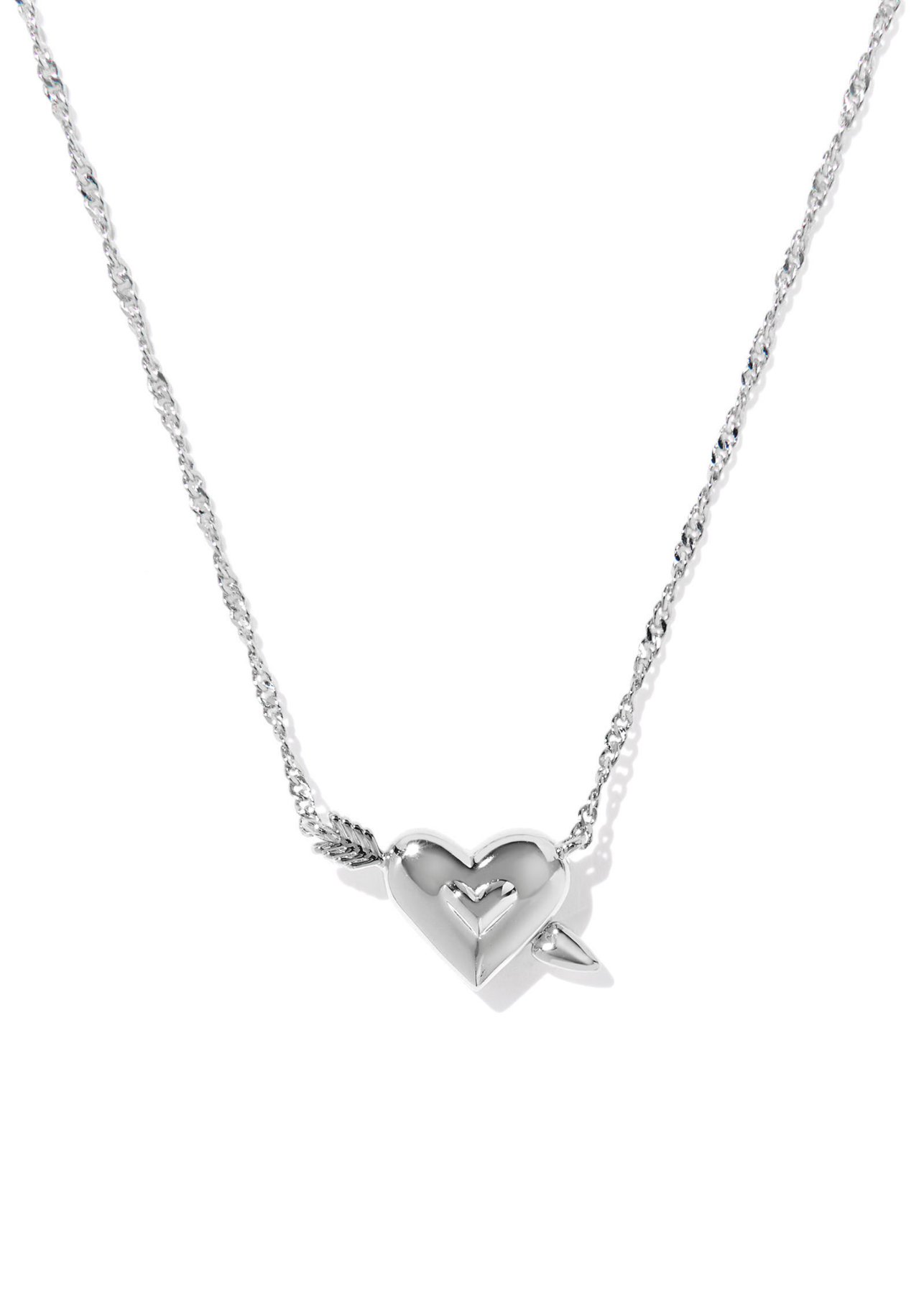 Kendra Scott Ari Heart Arrow Short Pendant Necklace - Rhodium/Pink Opa ...