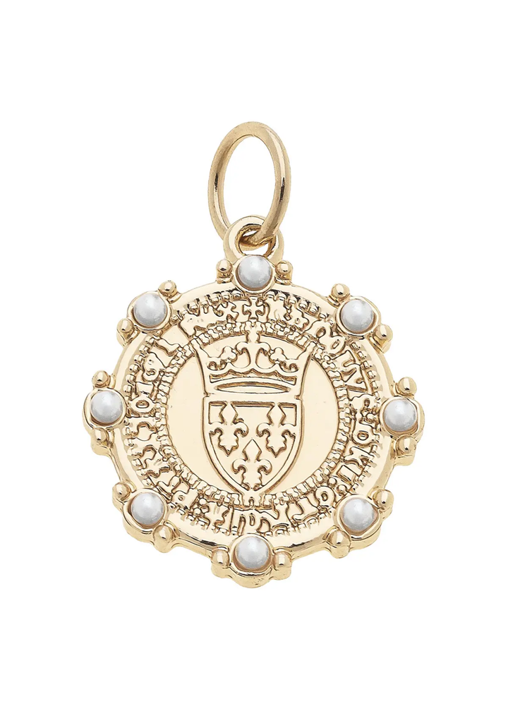 Pearl Studded Gold Coin Charm – June & Beyond Boutique